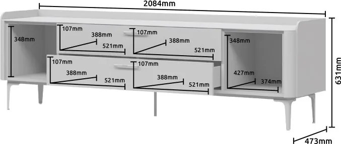 TV komoda AIR - TV209-2K2F/AI - Pepper bílá lak mat
