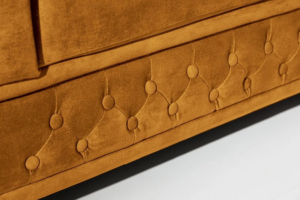 Designová trojsedačka Chesterfield 205 cm hořčičný samet
