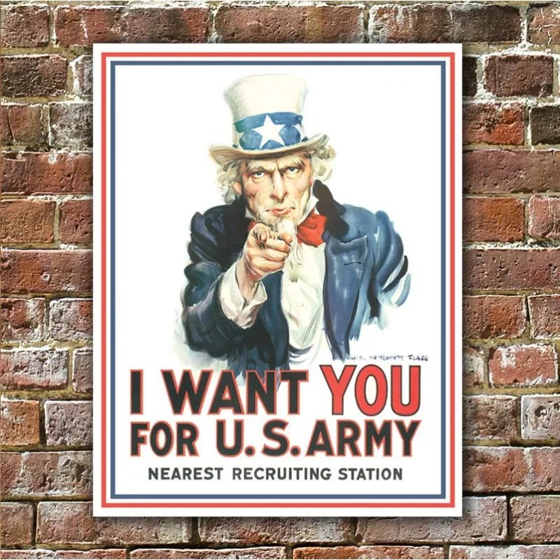 Plechová cedule Uncle Sam I Want You 40 cm x 32 cm