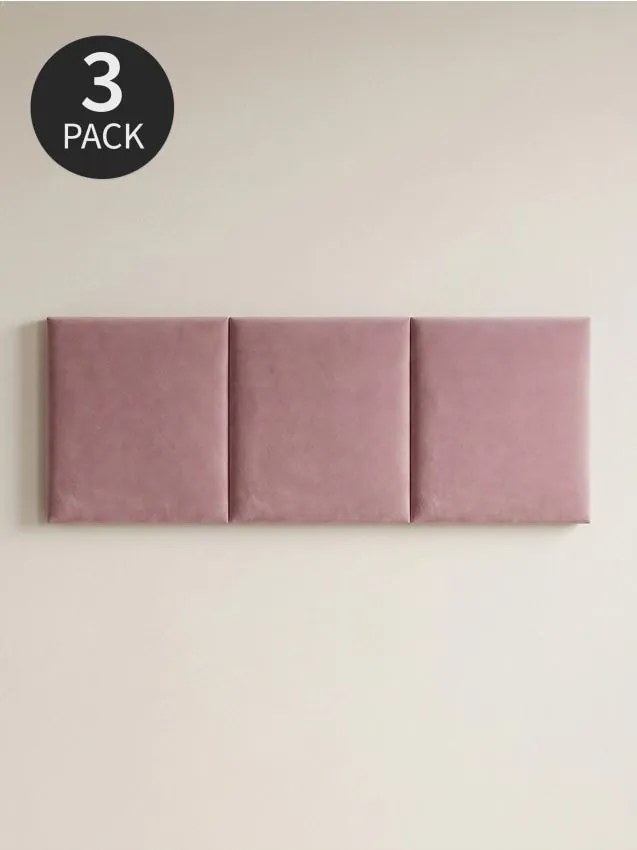 Sinsay - Čtvercové čalouněné panely 3 pack - pastelová růžová