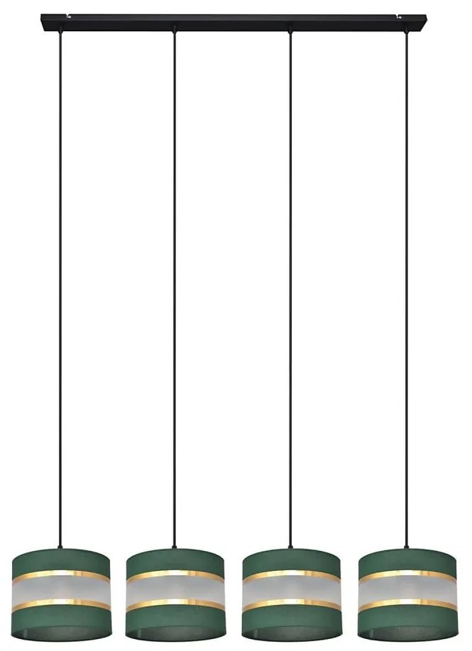 Lustr na lanku HELEN 4xE27/15W/230V zelená/zlatá