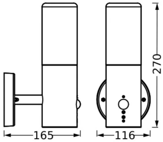 Ledvance - Venkovní nástěnné svítidlo se senzorem FIGO CYLINDER 1xE27/20W/230V