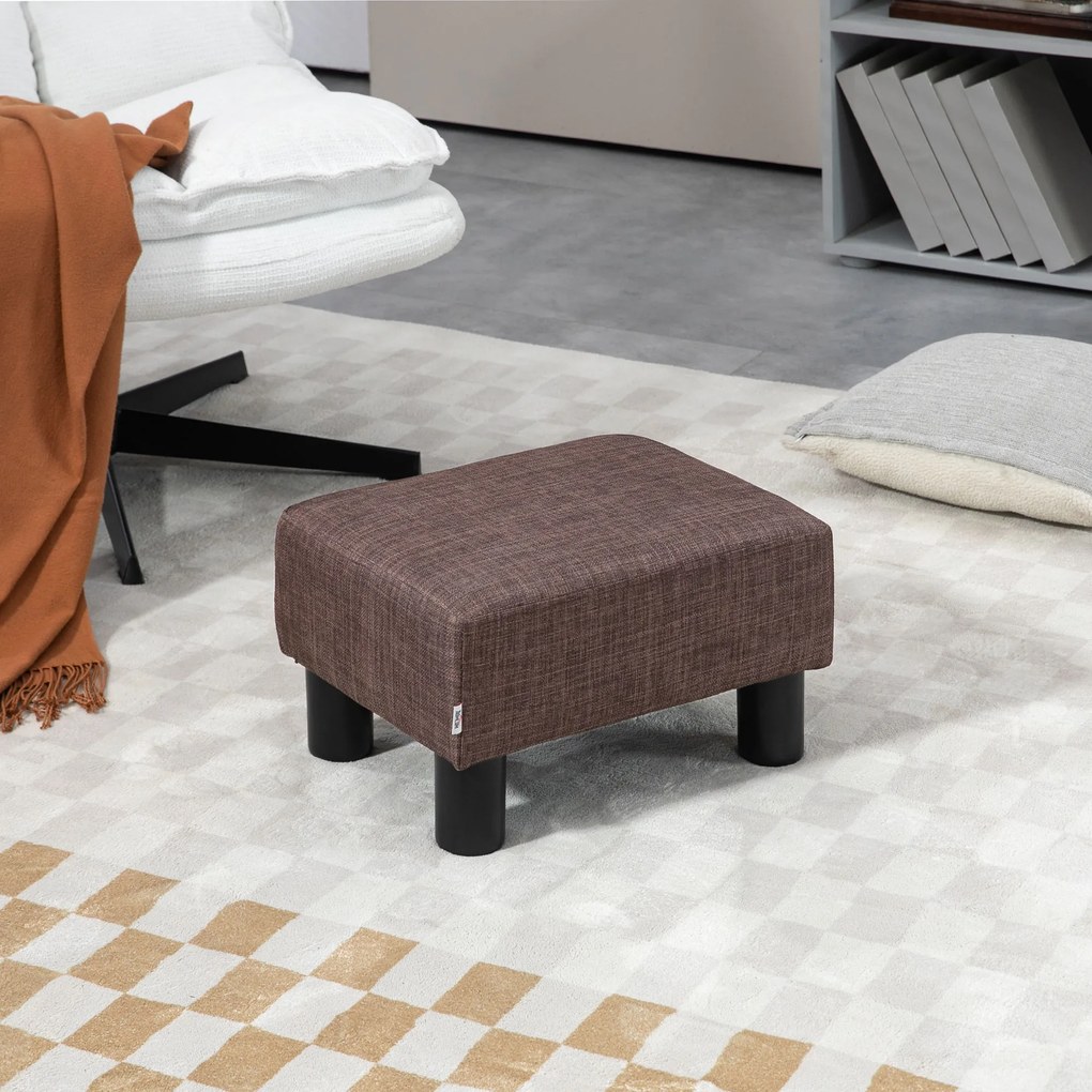 HOMCOM taburet otoman do 100 kg nosnost obdélníkový čalouněný taburet do obývacího pokoje hnědý 40 x 30 x 24 cm