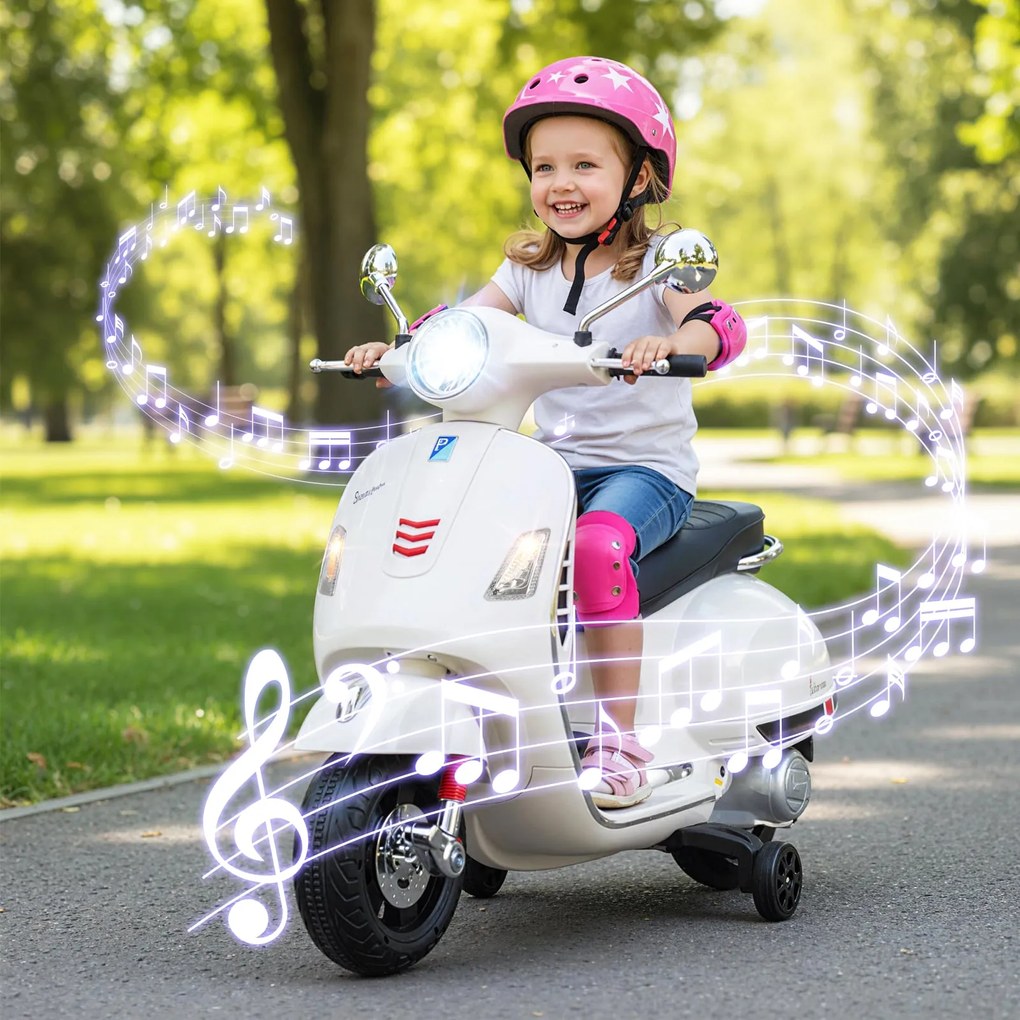 Costway Dětská motorka VESPA s LED světlometem a klaksonem elektrická dětská