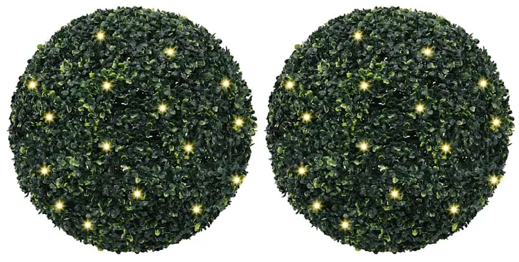 Umělé buxus koule s LED světly 2 ks zelené 52 cm