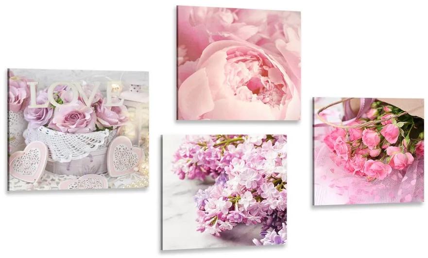 Set obrazů jemné zátiší květin Varianta: 4x 40x40