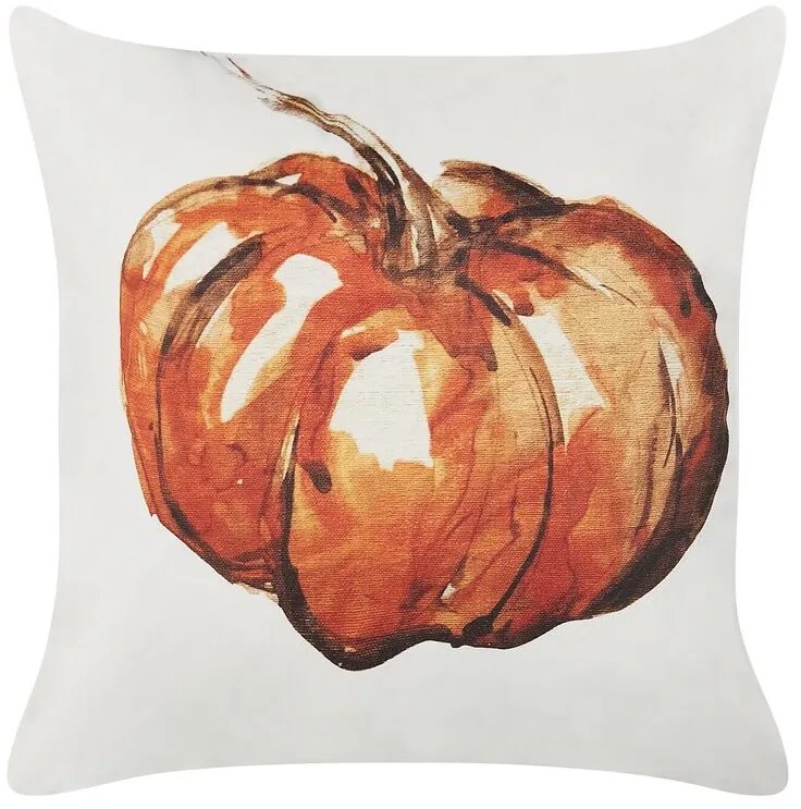 Sametový polštář motiv dýně 45 x 45 cm béžový/oranžový CURBITA Beliani