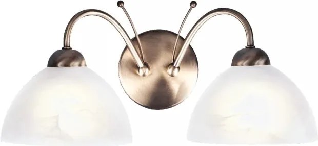 Searchlight 1132-2AB Nástěnná dvojramenná lampa MILANESE patina, alabastrové sklo