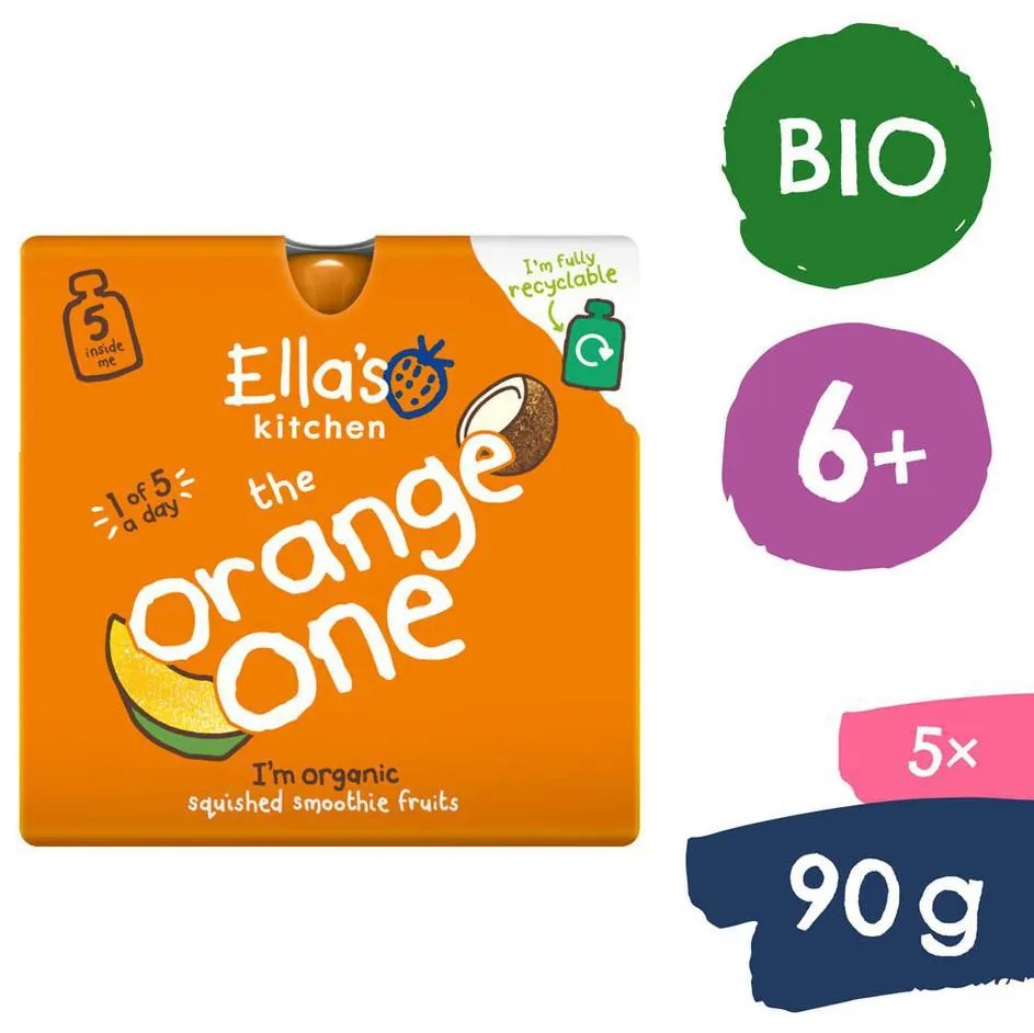 Ella's Kitchen BIO Orange one ovocné pyré s mangem (5x90 g)