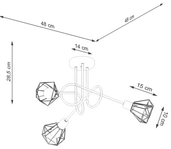 Sollux SL.1109 - Lustr na tyči ARTEMIS 3xE14/40W/230V černá