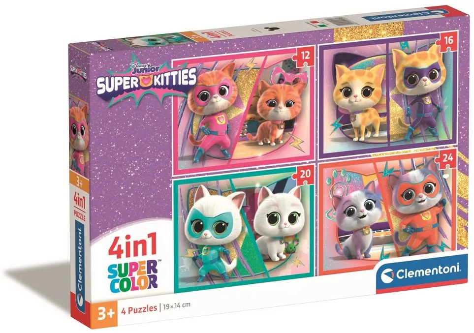 Clementoni - Puzzle 4v1 Disney super kitties