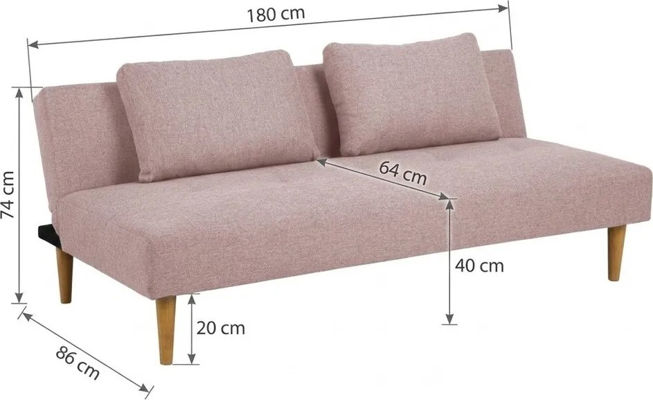 Růžová rozkládací pohovka 180 cm Matylda – Bonami Essentials