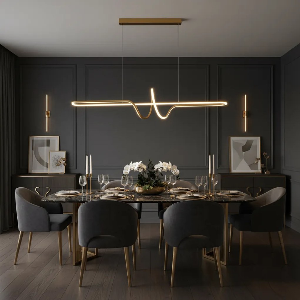 Toolight Závěsné LED osvětlení Modern Spiral D104 LHJ038-CP kartáčovaná zlatá