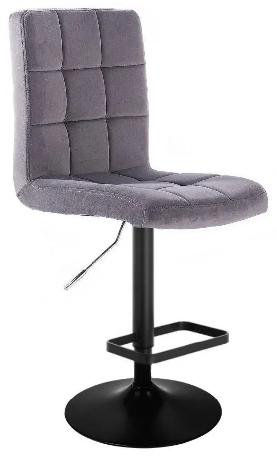 LuxuryForm DESIGN Barová židle TOLEDO VELUR na černé kulaté podstavě - tmavě šedá