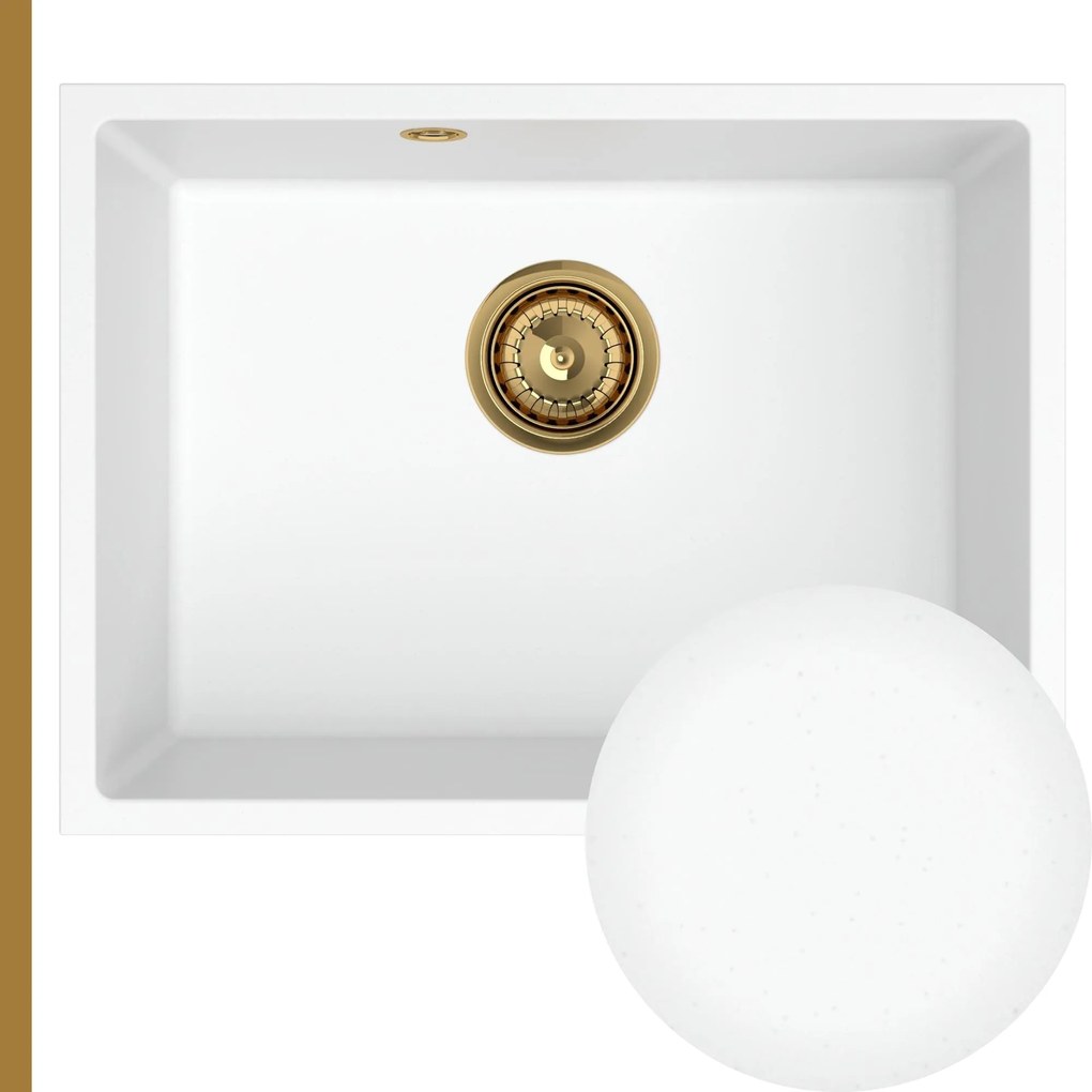 Sink Quality Crypton 60, kuchyňský granitový dřez 535x400x205 mm + chromový sifon, černá skvrnitá, SKQ-CRY.B.1KBO.60.X