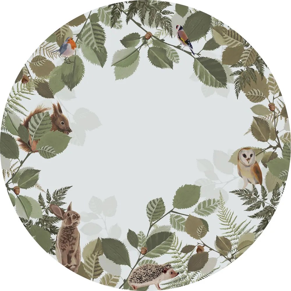 Esta Home Samolepící kruhová obrazová tapeta Les, lesní zvířátka 159069 rozměry 0,7 x 0,7 m