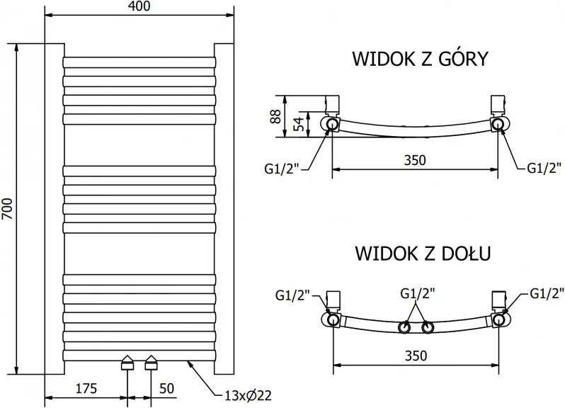 Mexen Ares, elektrické topné těleso 700 x 400 mm, 300 W, zlatá lesklá, W102-0700-400-2300-50
