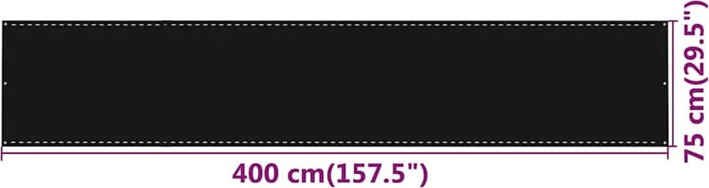 Balkonová zástěna černá 75 x 400 cm HDPE 311029