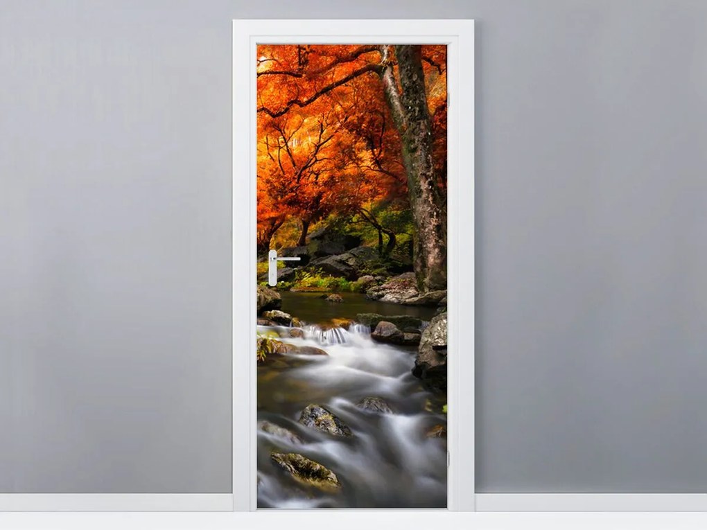 Gario Samolepící fólie na dveře Podzimní vodopád 95x205cm Velikost: 95 x 205 cm