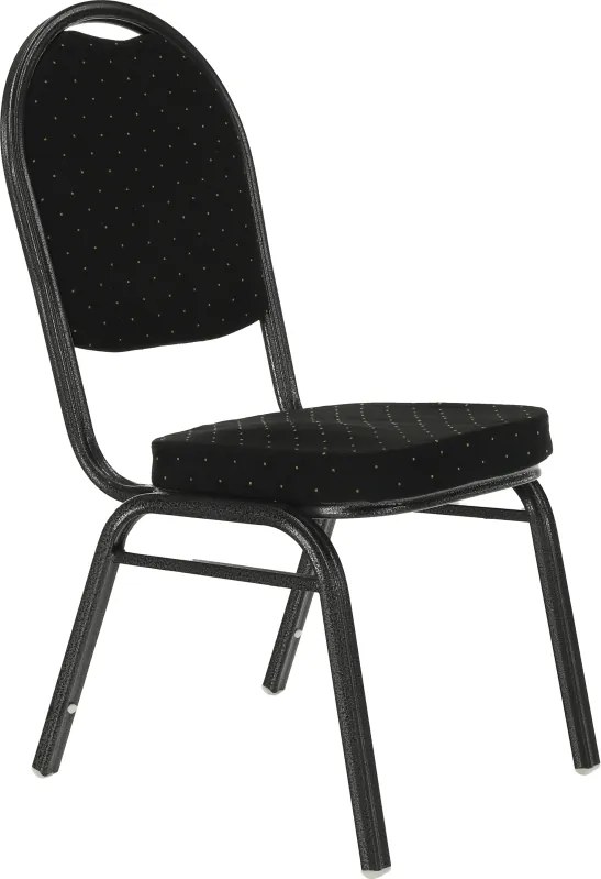 Židle, stohovatelná, látka černá / rám šedý, JEFF 2 NEW
