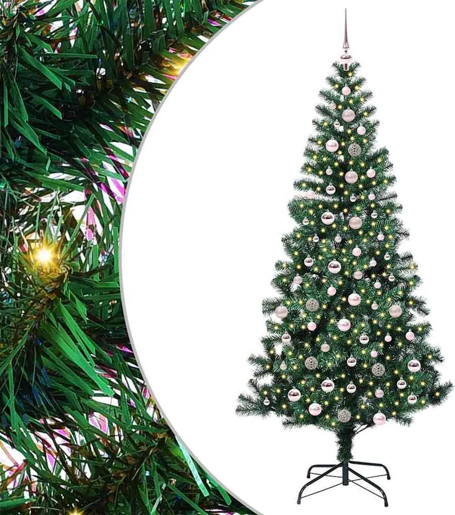 Umělý osvětlený vánoční stromeček Zelená 240 cm PVC a kov 3396790