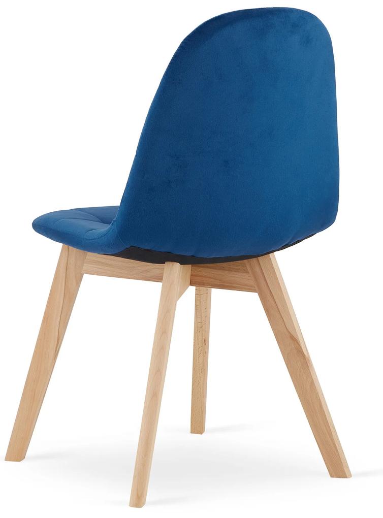 Modrá sametová jídelní židle BORA