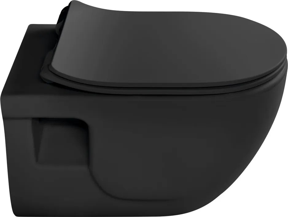 Sapho Sapho, BRILLA závěsná WC mísa, Rimless, 36,5x53cm, černá matná, 100614-110