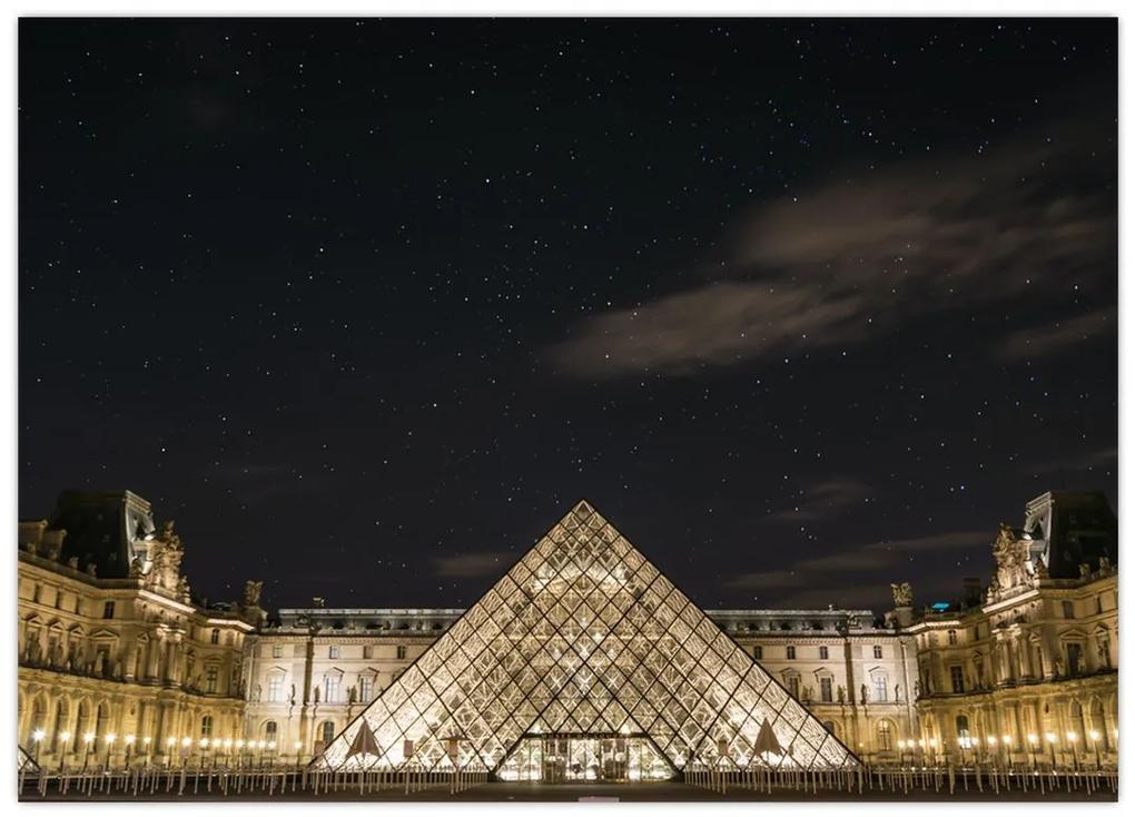 Skleněný obraz - Louvre v noci (70x50 cm)