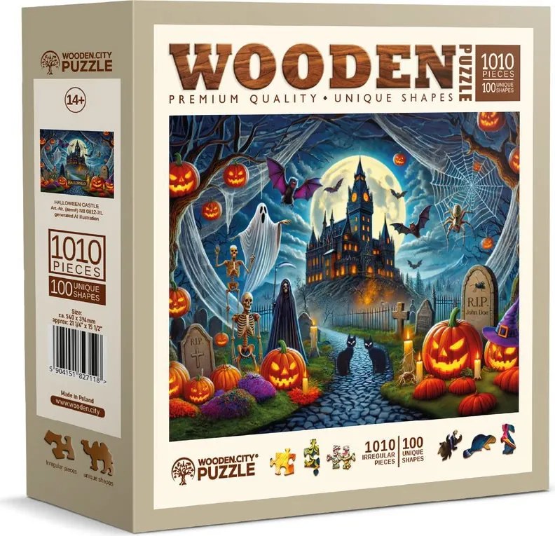 Wooden city dřevěné puzzle halloweenský hrad 1010 dílků