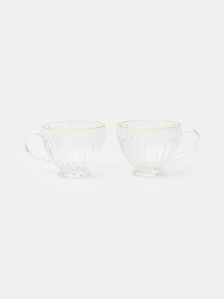 Sinsay - Rýhované šálky se zlatým okrajem 2 pack - clear
