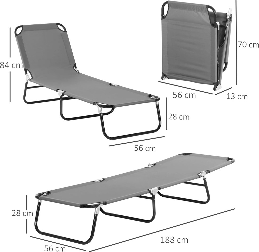 sada 2 skládacích lehátek Zahradní lehátko s 5 polohami výškově nastavitelného opěradla, nosnost až 120 kg