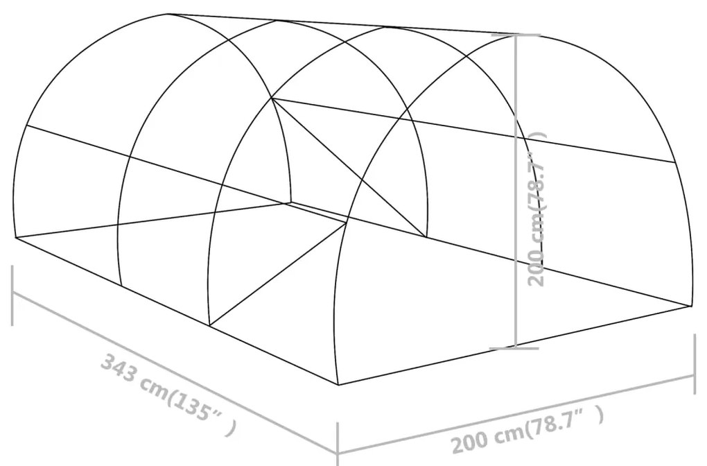 vidaXL Marketos Fóliovník 6,86 m² 3,43 x 2 x 2 m