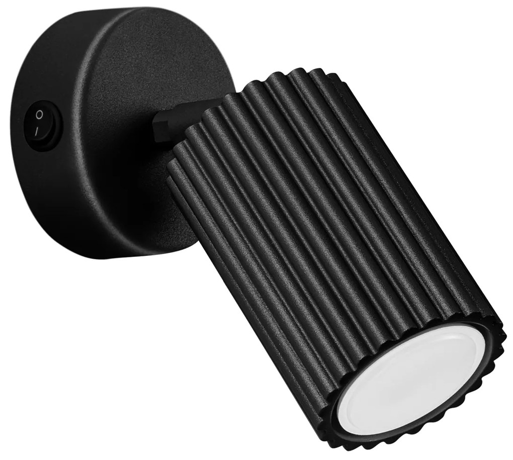 Sollux Lighting Nástěnné svítidlo KARBON Černá s vypínačem