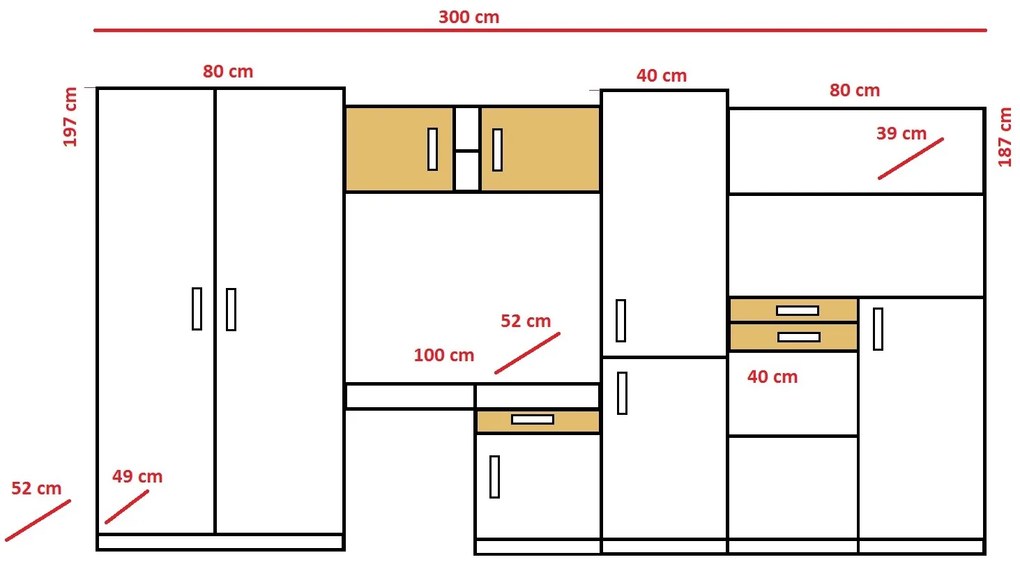 Idžczak Meble Dětský pokoj MACIUS Idzczak 300/197/52 barva úchytů: modrá