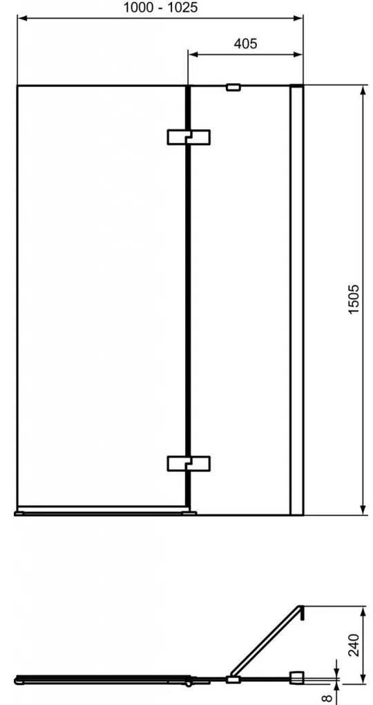 Ideal Standard i.life - Vanová zástěna dvoudílná pravá 40+60 cm, lesklý chrom T4886EO