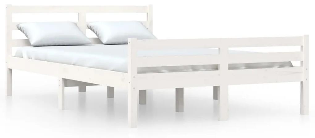 814825 vidaXL Rám postele bílý masivní dřevo 150 x 200 cm King Size