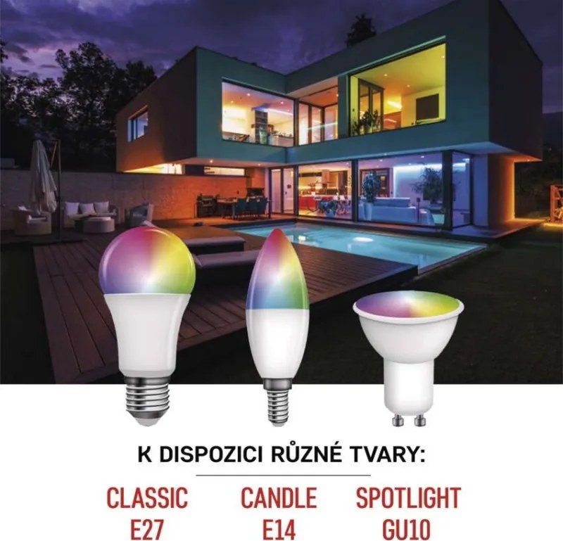 Chytrá LED žárovka GoSmart E14 4,8W 230V Wi-Fi RGB stmívatelná