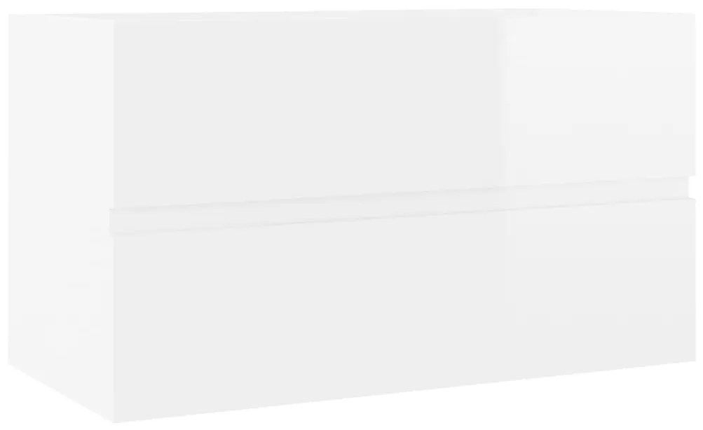 Skříňka pod umyvadlo bílá vysoký lesk 80x38,5x45 cm dřevotříska - Default Title