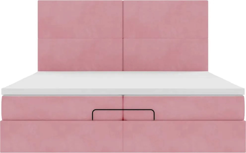 Osmanský rám postele s matrací růžová 200x200cm samet 3313426