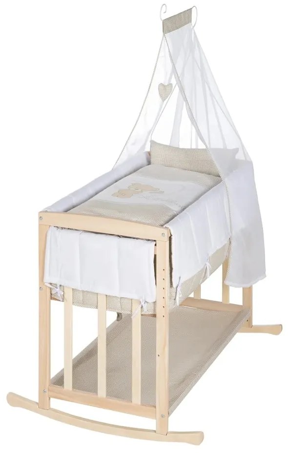 Kolébka v přírodní barvě s úložným prostorem a nebesy 90x45 cm Liebhabär – Roba Biano.cz