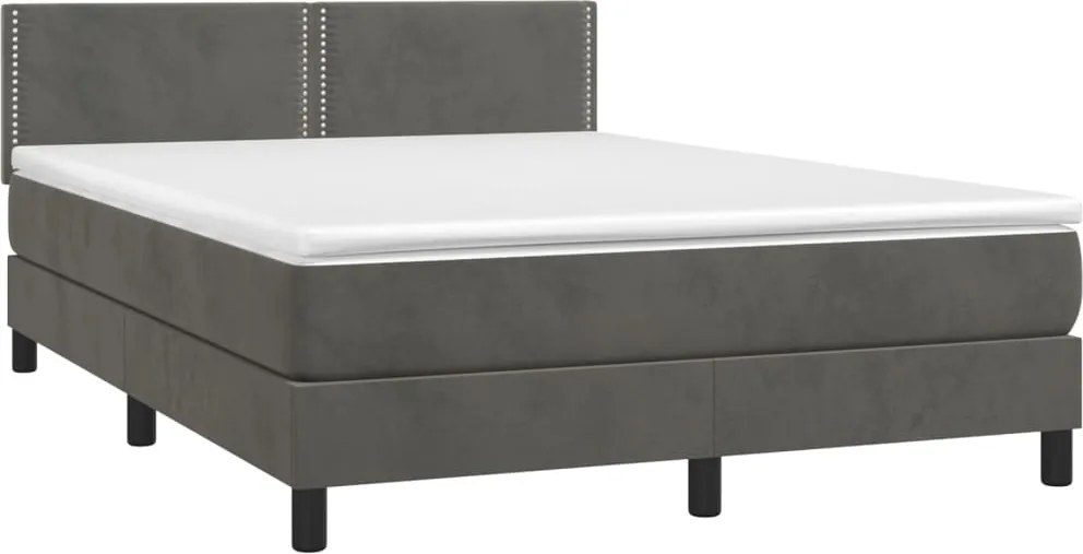 Box spring postel s matrací tmavě šedá 140x200 cm samet 3141246