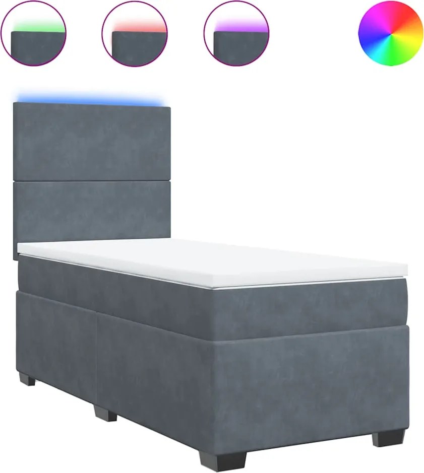 Box spring postel s matrací tmavě šedá 80 x 200 cm samet 3293057