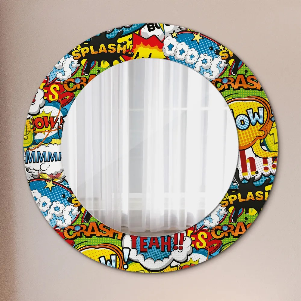 Kulaté zrcadlo tištěný rám Vzor komiksu fi 50 cm