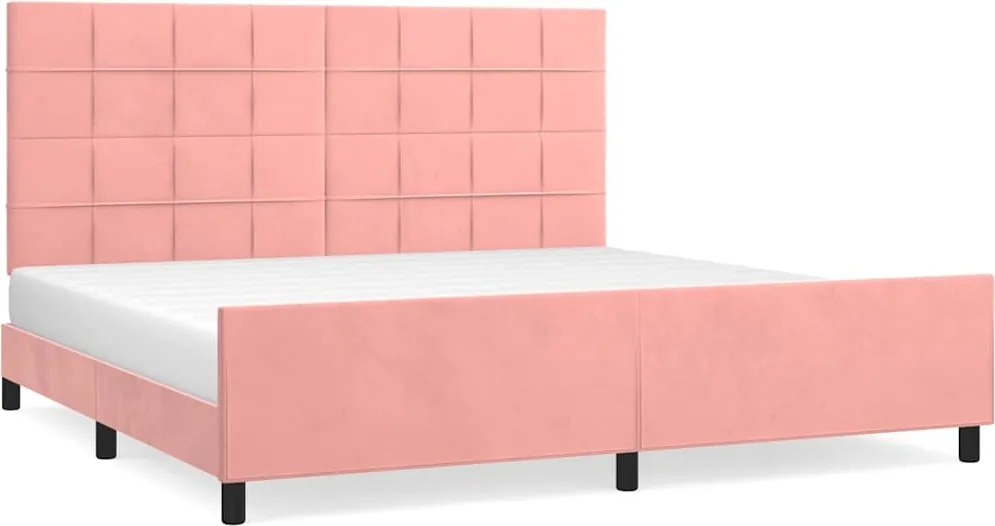 Rám postele s čelem růžový 200x200 cm samet 3125780