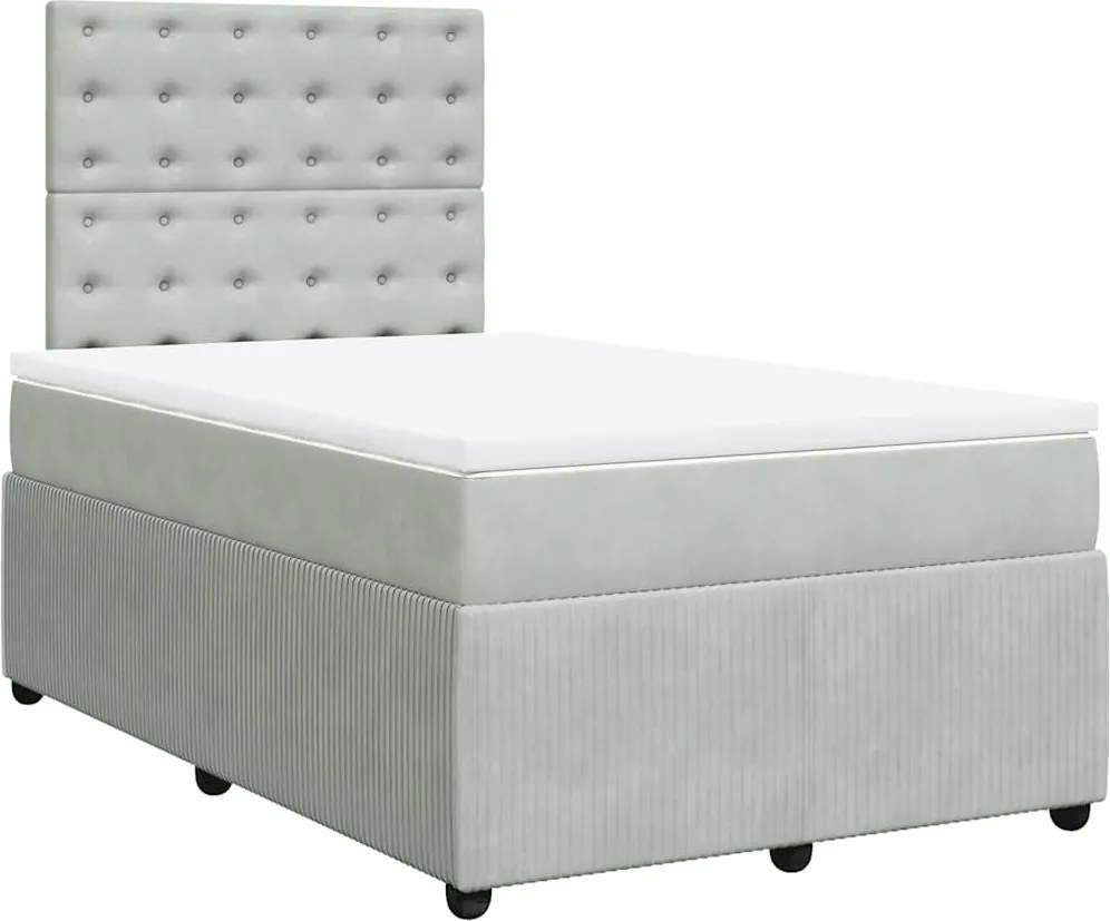 Box spring postel s matrací světle šedá 120 x 200 cm samet 3294622
