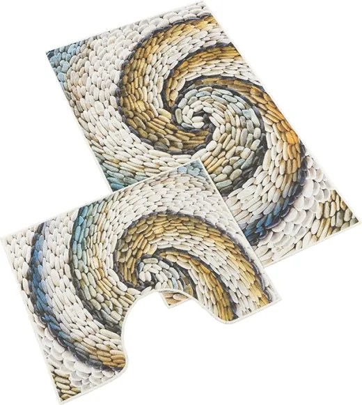 Bellatex koupelnové předložky 3D tisk sada 60x100, 60x50 cm Oblázek Béžová