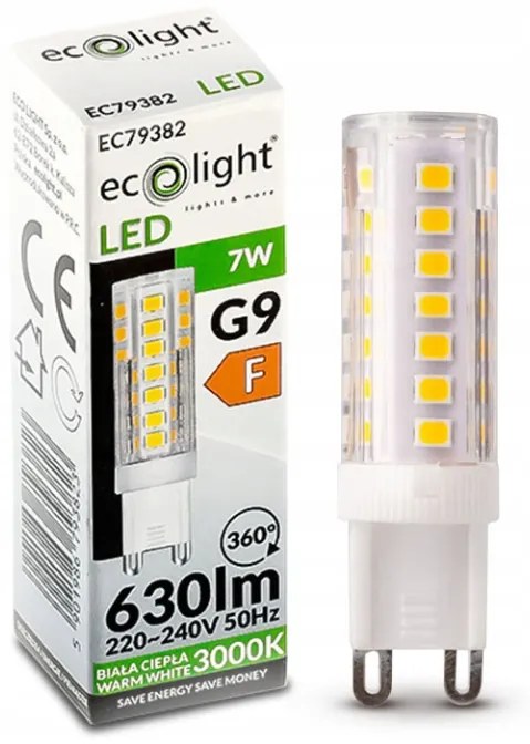 ECOLIGHT LED žárovka - G9 - 7W - studená bílá