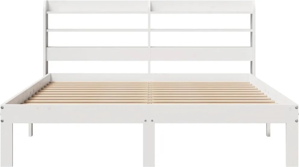Rám postele s čelem bílý 135 x 190 cm masivní borovice 3306779