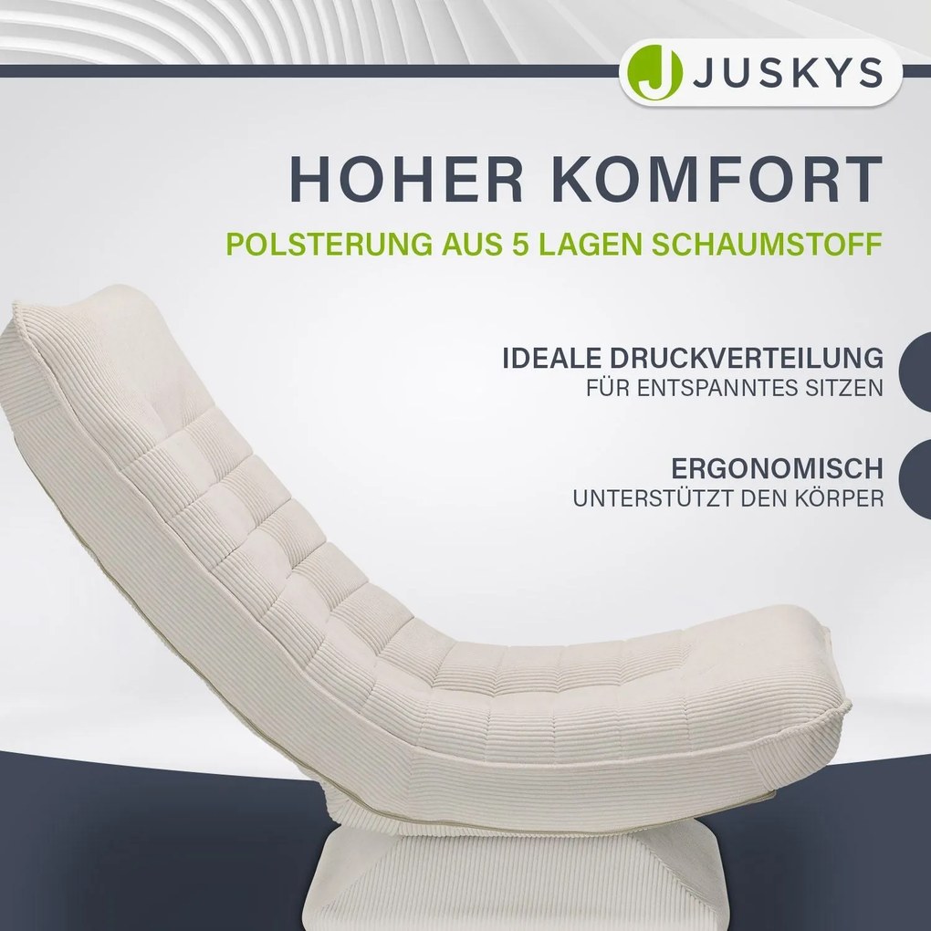 Juskys Relaxační křeslo Korsika s manšestrovým potahem Barva: béžová