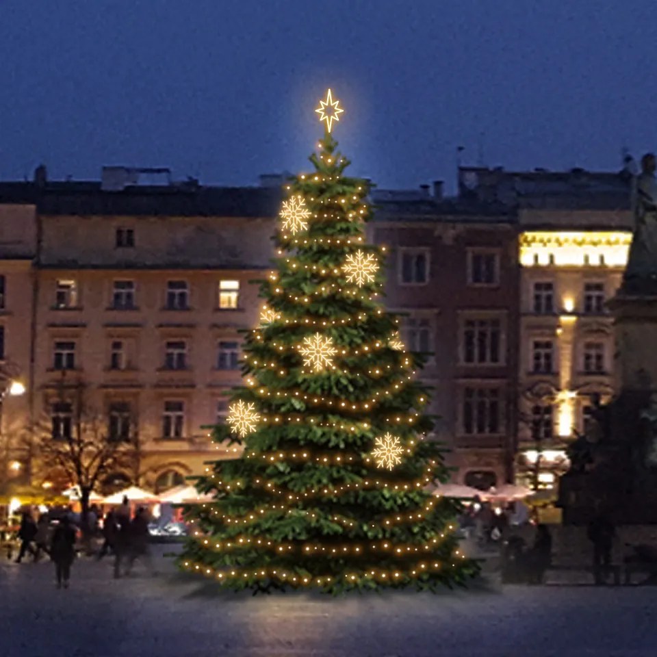 LED světelná sada na stromy vysoké 9-11 m, teplá bílá s dekory EFD08W